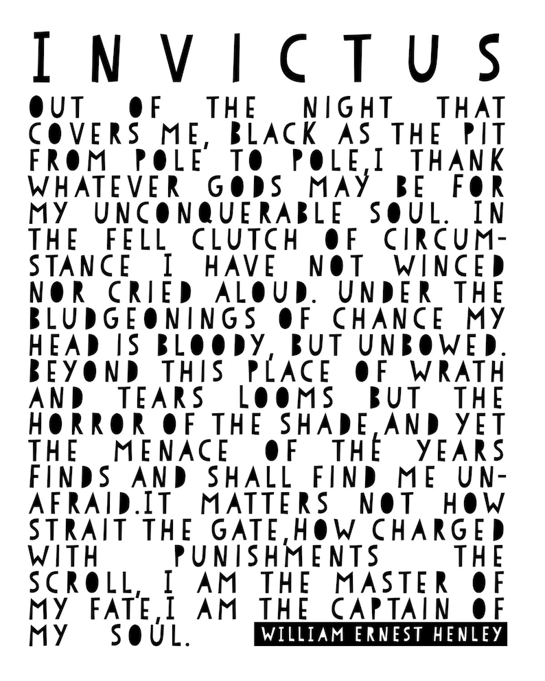 Invictus Print / I Am the Captain of My Soul / Invictus Poem / - Etsy