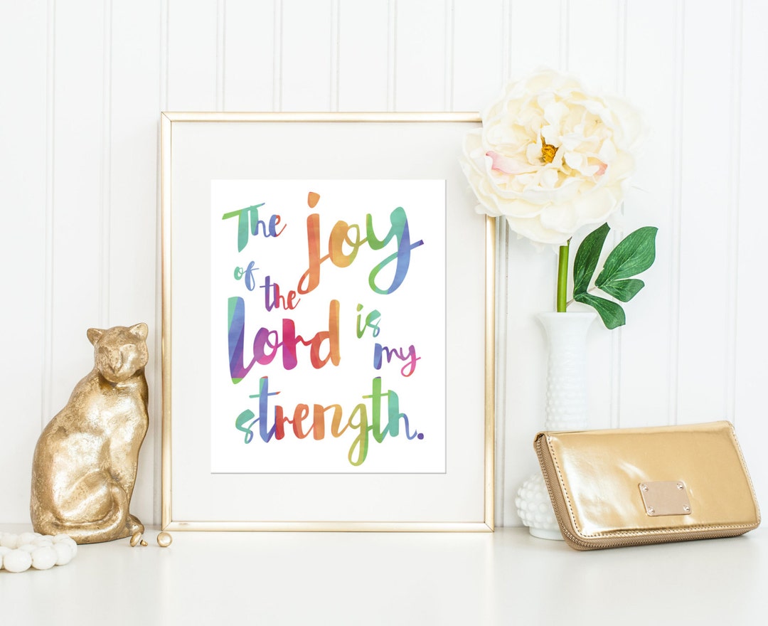 Die Freude des Herrn ist meine Stärke Druck / Goldfolien Druck / Bibel ...