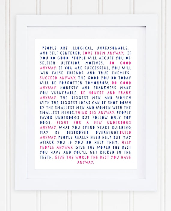 Paradoxical Commandments Poster