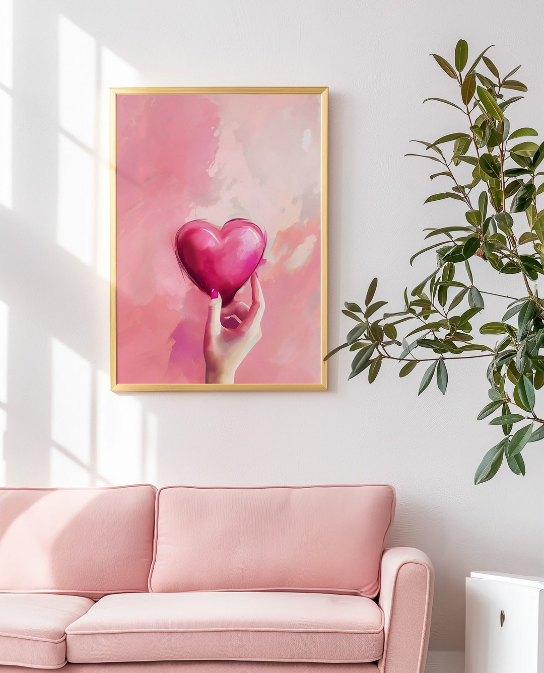 Hands With Pink Heart Wall Art - Trendy Wall Art | Romantic Digital Art ...