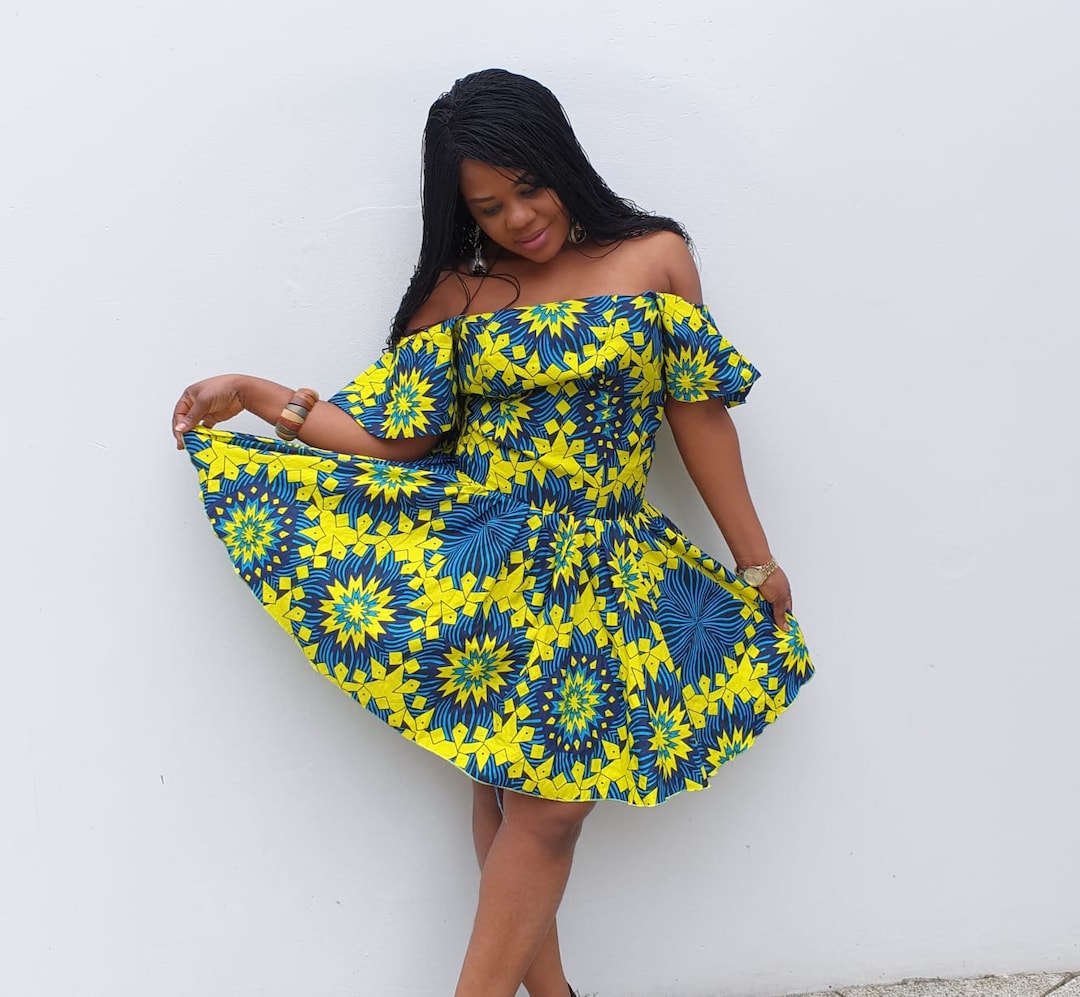 African Print Floral Flare Dress, Ankara Dress, Owambe Dress, Abada ...