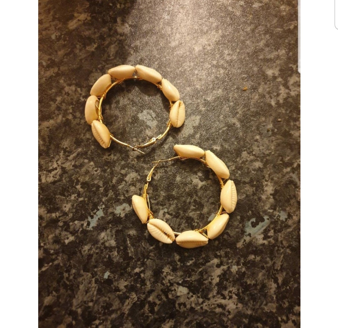 Cowries Earrings, Coral Bead Earrings, African Ethnic Earrings, Boho ...