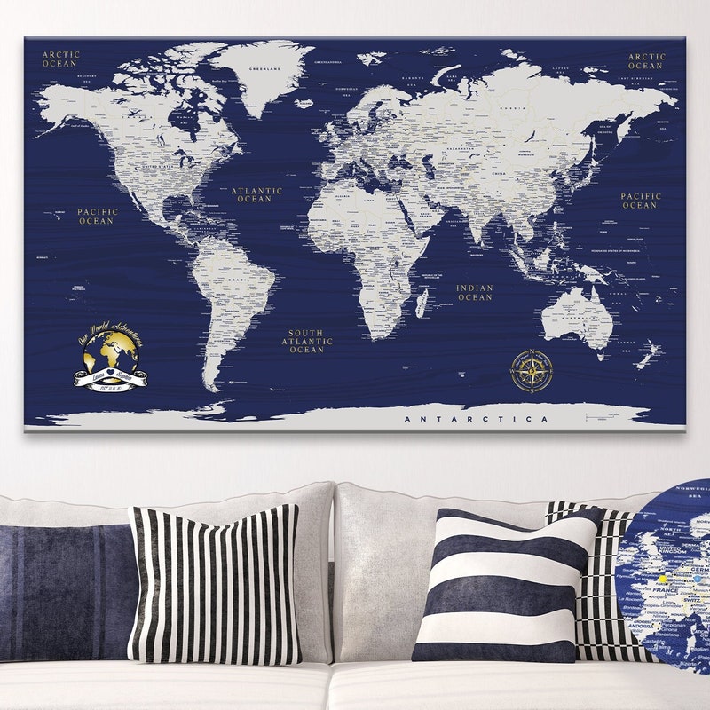 Gold World Map - Etsy