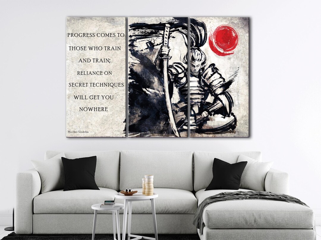 Samurai Quote Canvas Art, 5 Panels Japanese Fighter Motivation Wall Art ...