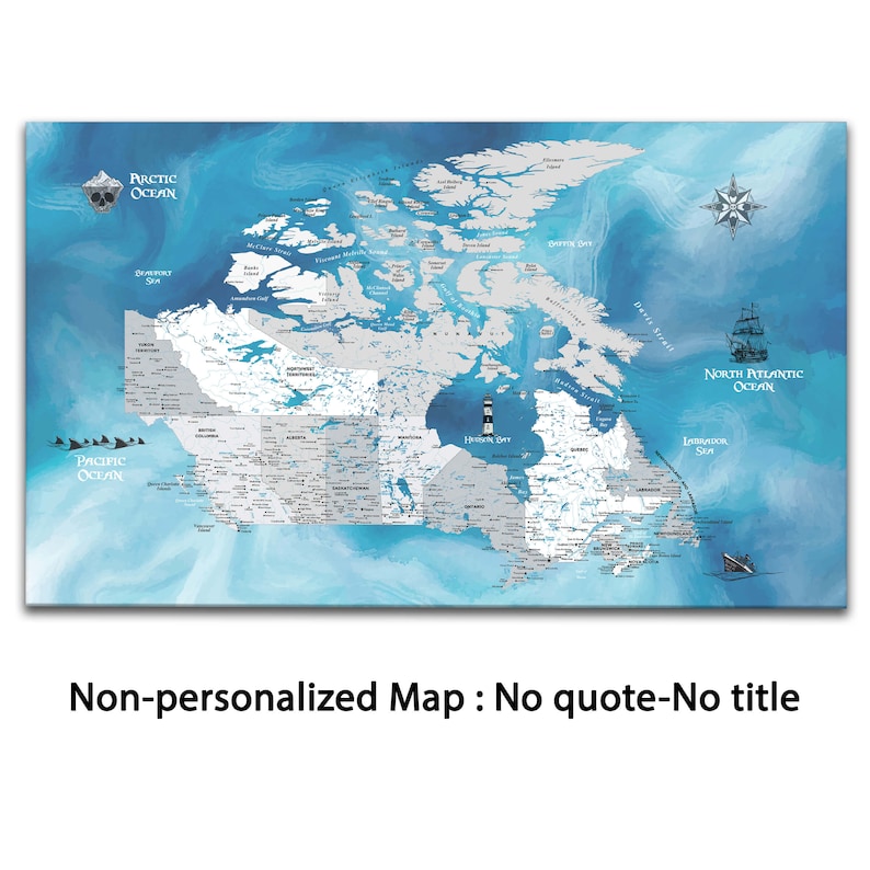 Pirate Canada Push Pin Map: Personalized Travel Canvas Art - Etsy