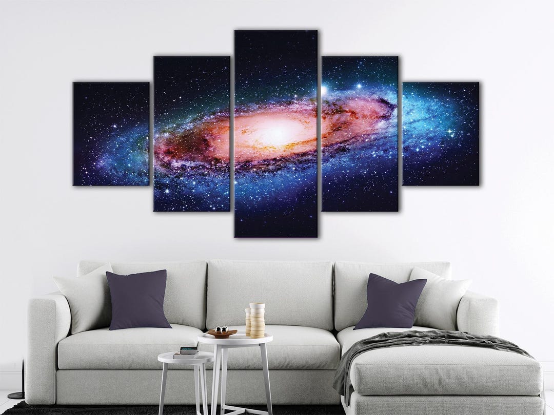 Milky Way Galaxy Canvas Art, 5 Panels Galaxy Wall Art, Large Cosmic Art ...