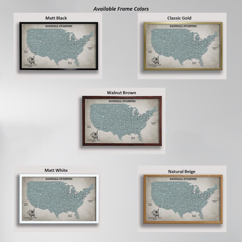 Personalized Baseball Stadiums USA Map: MLB Parks Push Pin Canvas - Etsy