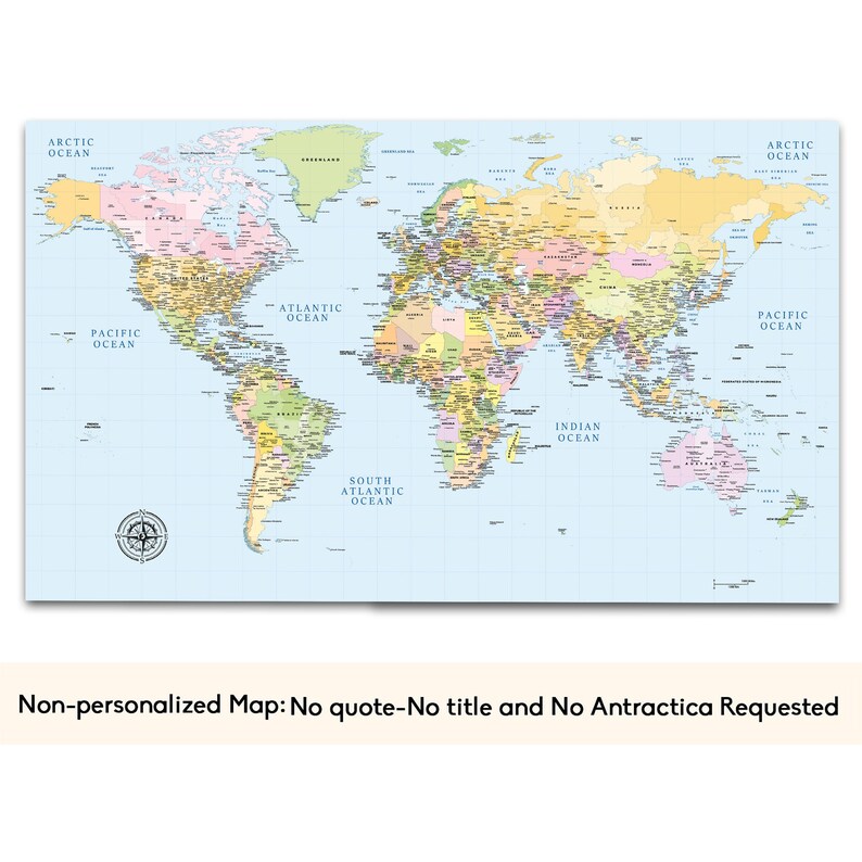 Personalized World Map Gift, Large Travel Canvas Map - Etsy