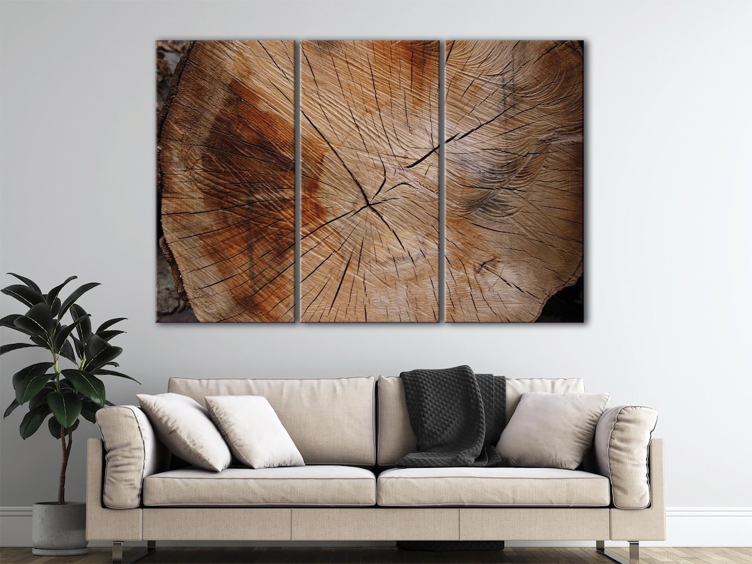 Giant Tree Trunk Wall Art, 5 Panels Wood Texture Canvas, Large Tree ...