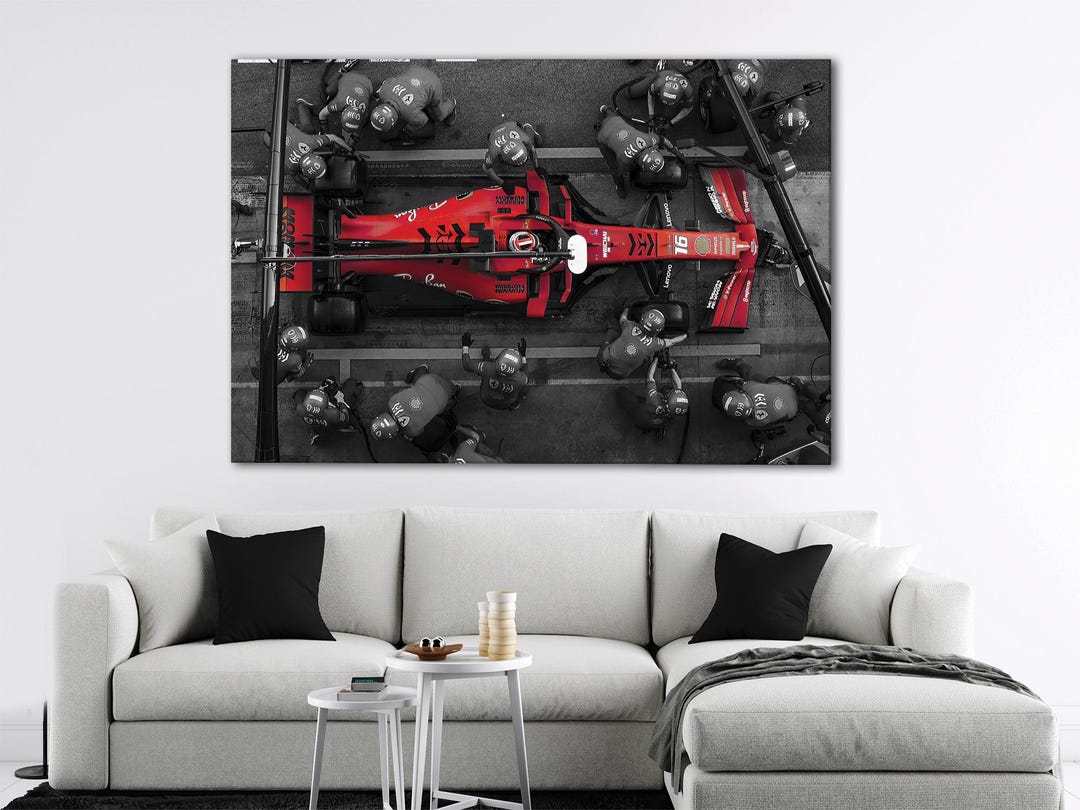 Formula 1 Pit Stop Canvas, 3 Panels Ferrari F1 Racing Wall Art, Charles ...