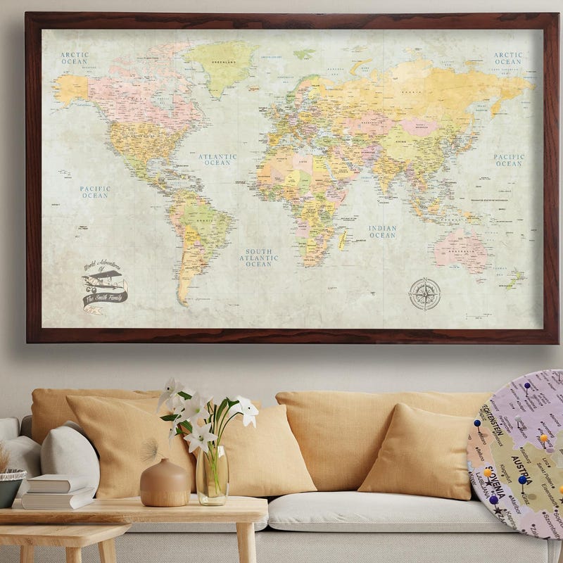 World Pin Map - Etsy