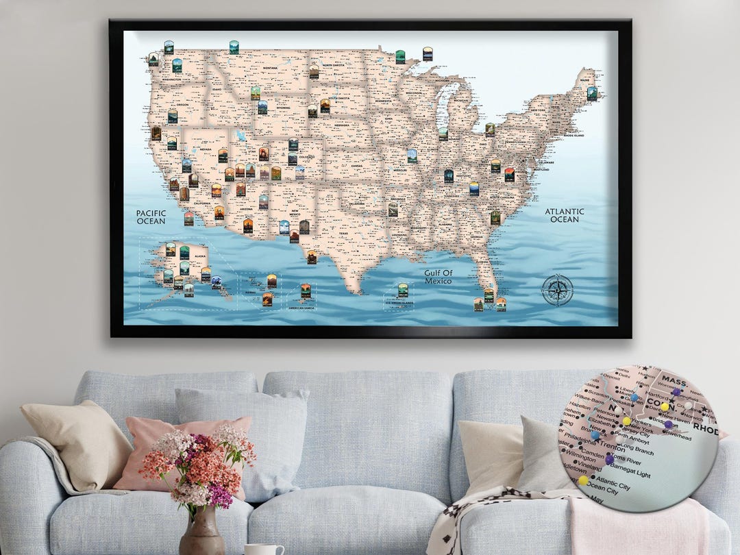 National Parks Push Pin USA Map - Personalized USA Travel Map ...