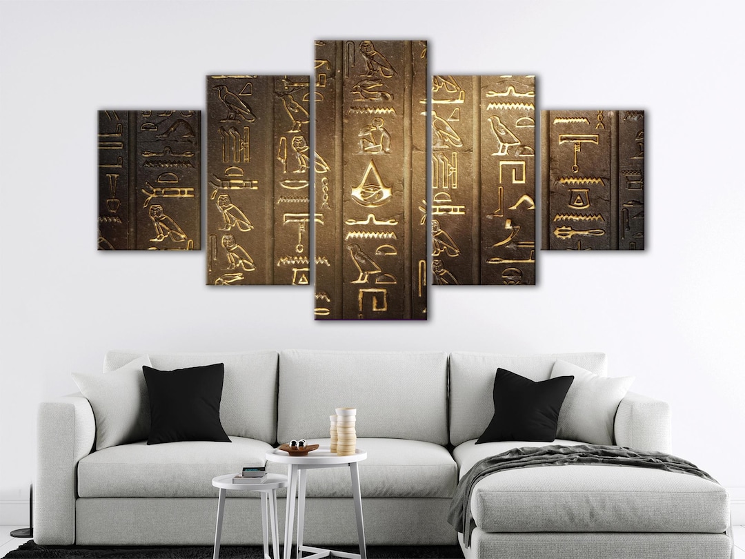 Egyptian Hieroglyphs Wall Art, 5 Panels Ancient Egyptian Art Canvas Art ...