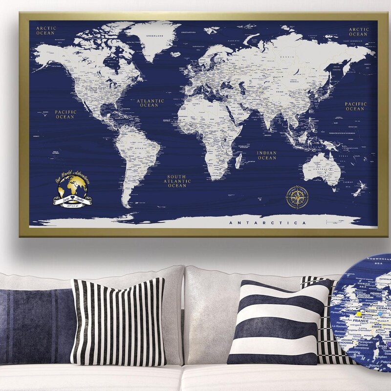 Gold World Map - Etsy