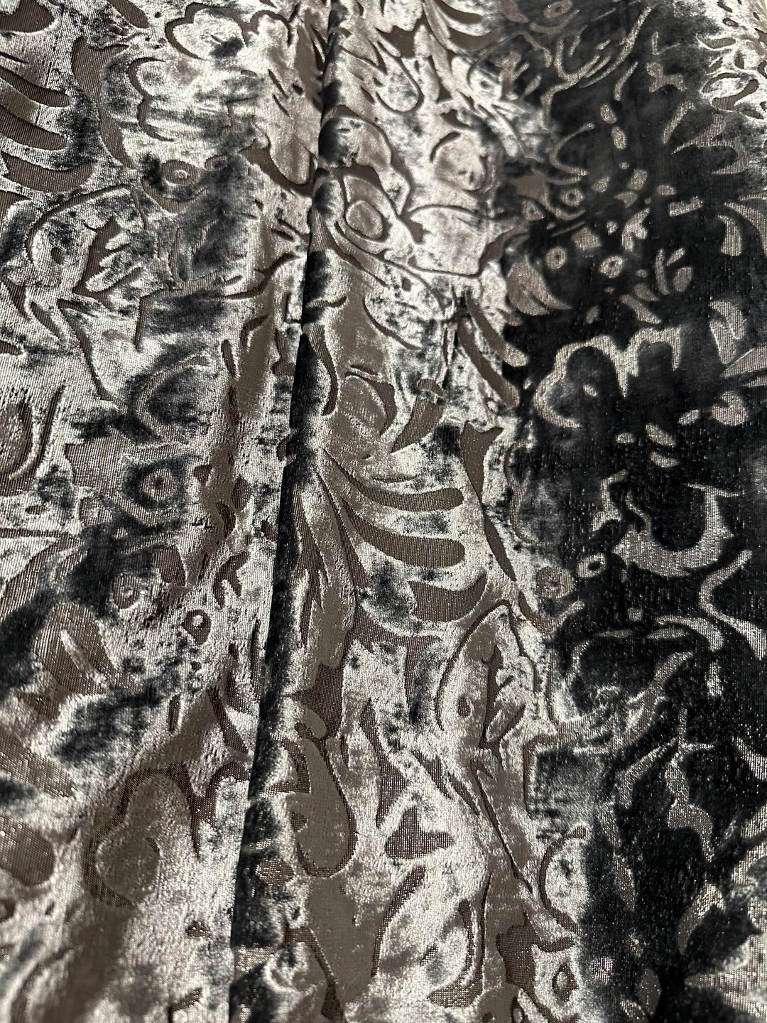 Steel Blue/gray Silk Velvet Devore’ Fabric. - Etsy