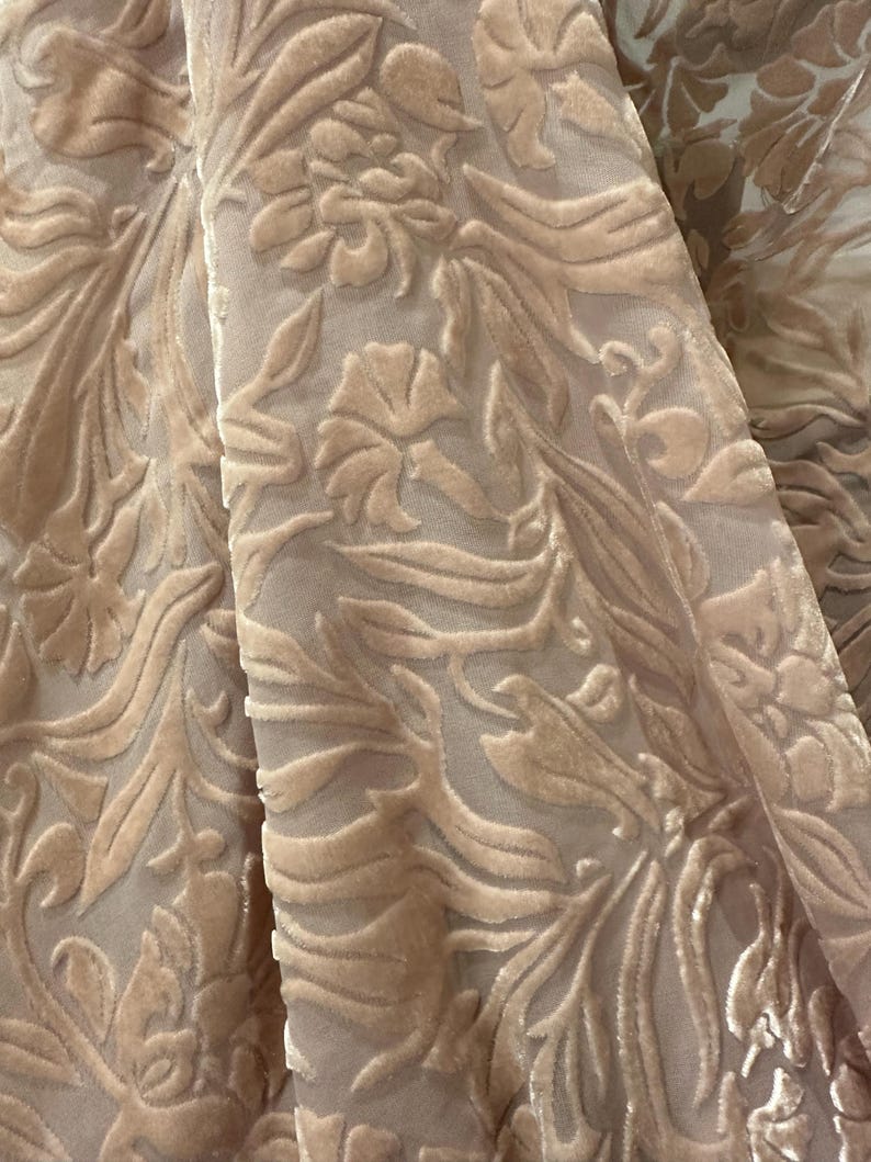 Dusty Pink Silk Velvet Devore Fabric: Floral Design - Etsy