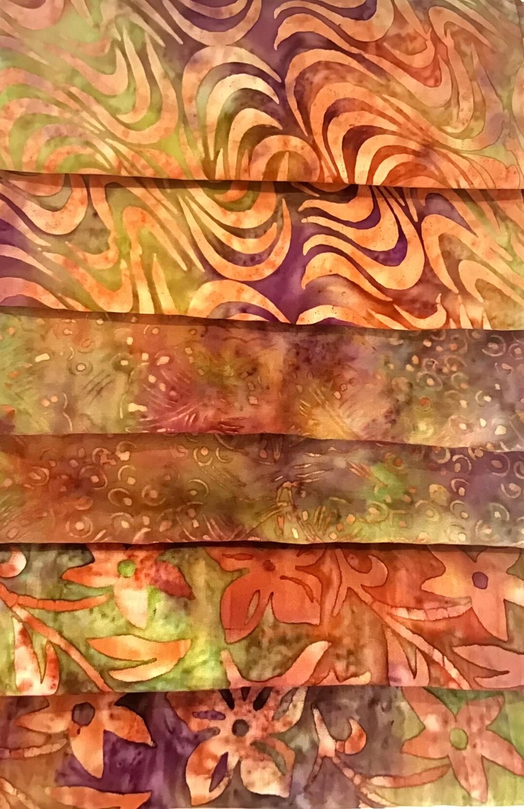 Vintage Bali Batik Fabric Bundle: 3yds./1yd.each Pattern in Color ...