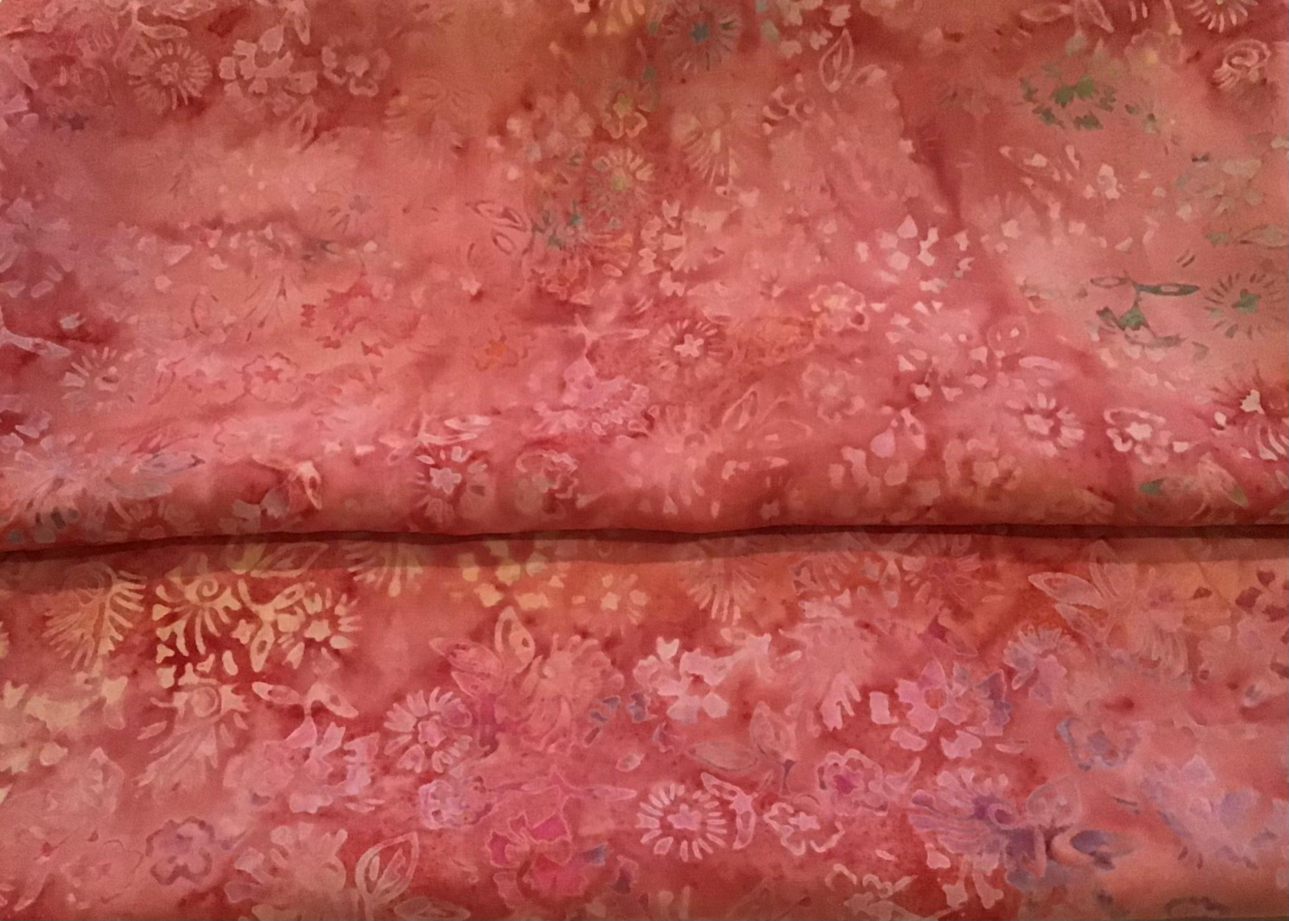 Vintage Bali Batik Rayon Fabric Bundle; 3yds in Lovely Shades of Salmon ...