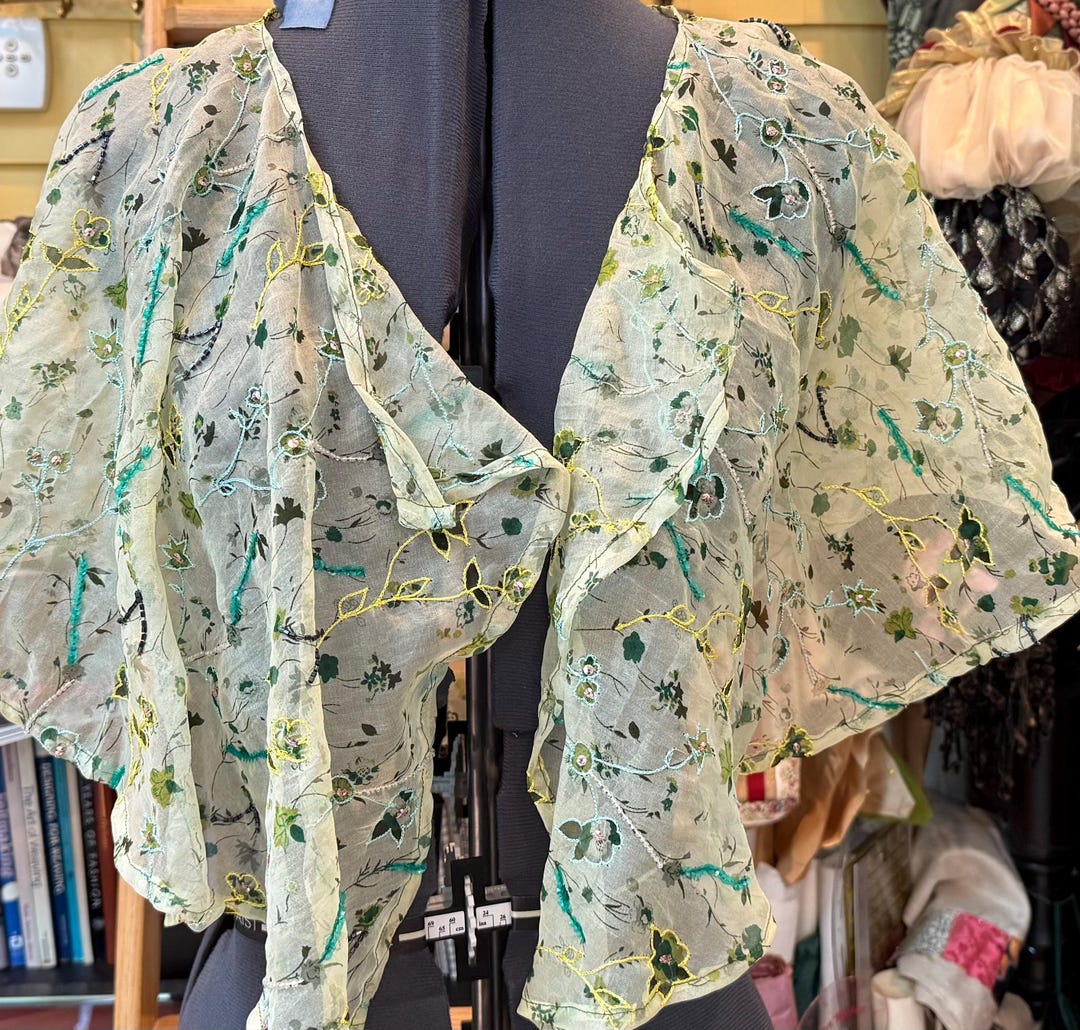 Capelet in Silk Organza; Decorated Floral Design in Beads and ...