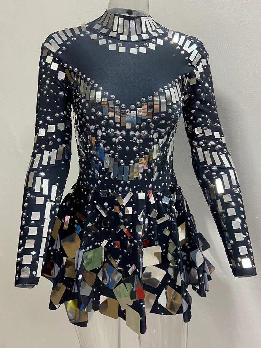 Black Mirror Dress, Mirror Bodysuit, Festival Outfit, Burner Outfit ...