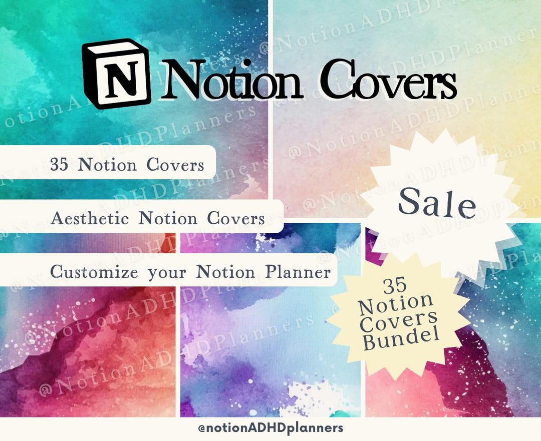 Watercolor Notion Covers Bundle – Aesthetic Digital Banner Set for ...