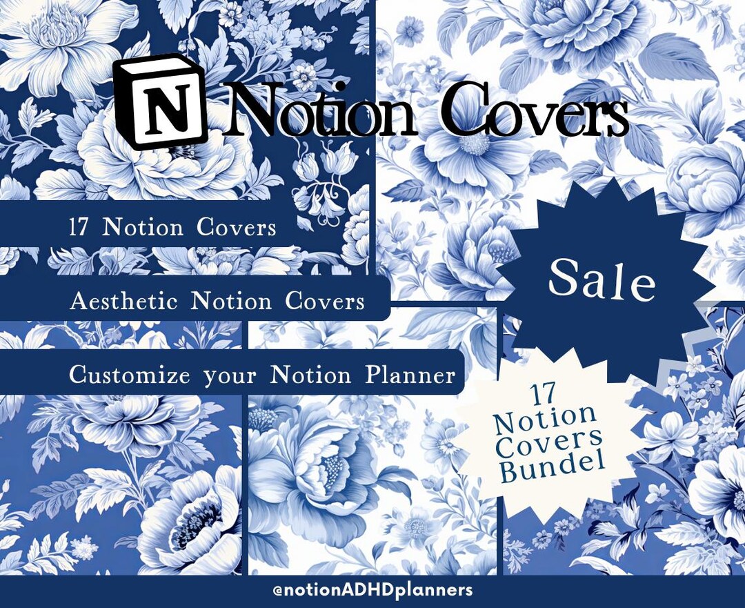 Notion Cover Bundle, Notion Covers Floral Blue Theme, Notion Banners ...