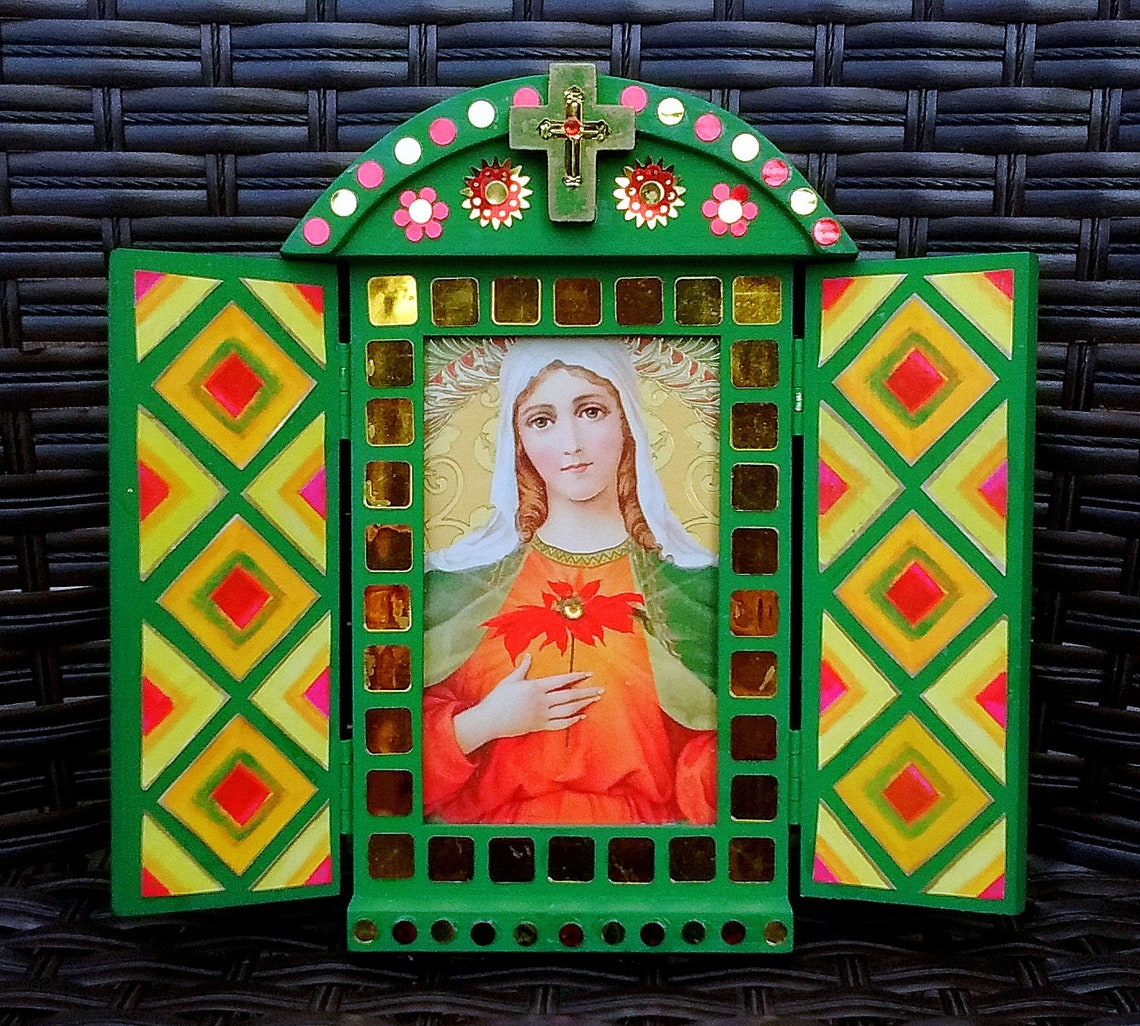 Green Virgin Mary Shrine Frame - Etsy