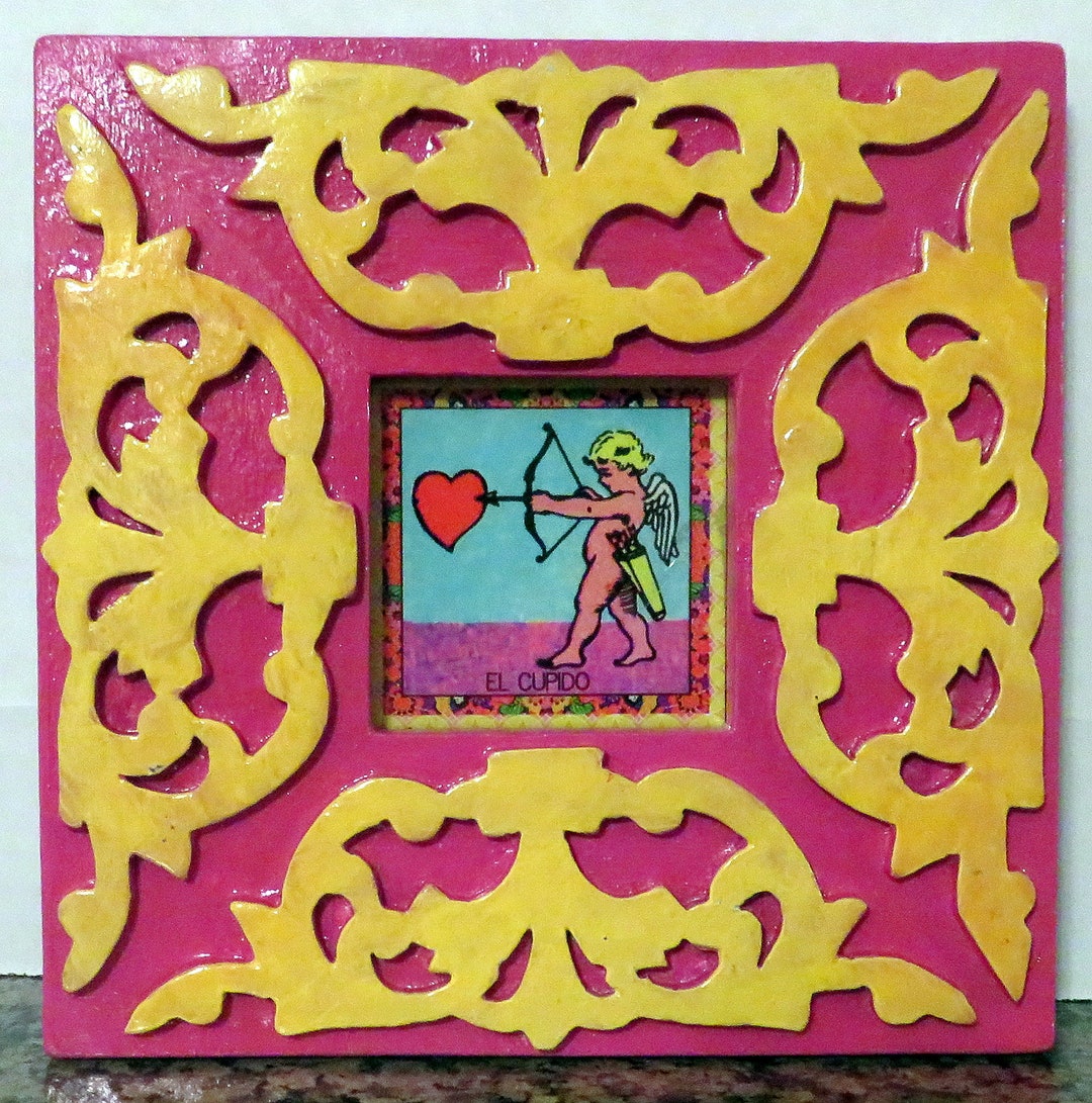 Pink and Yellow Cupid Painted Scroll Frame - Etsy