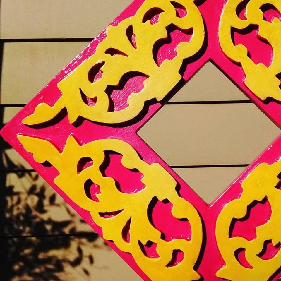 Pink and Yellow Cupid Painted Scroll Frame - Etsy