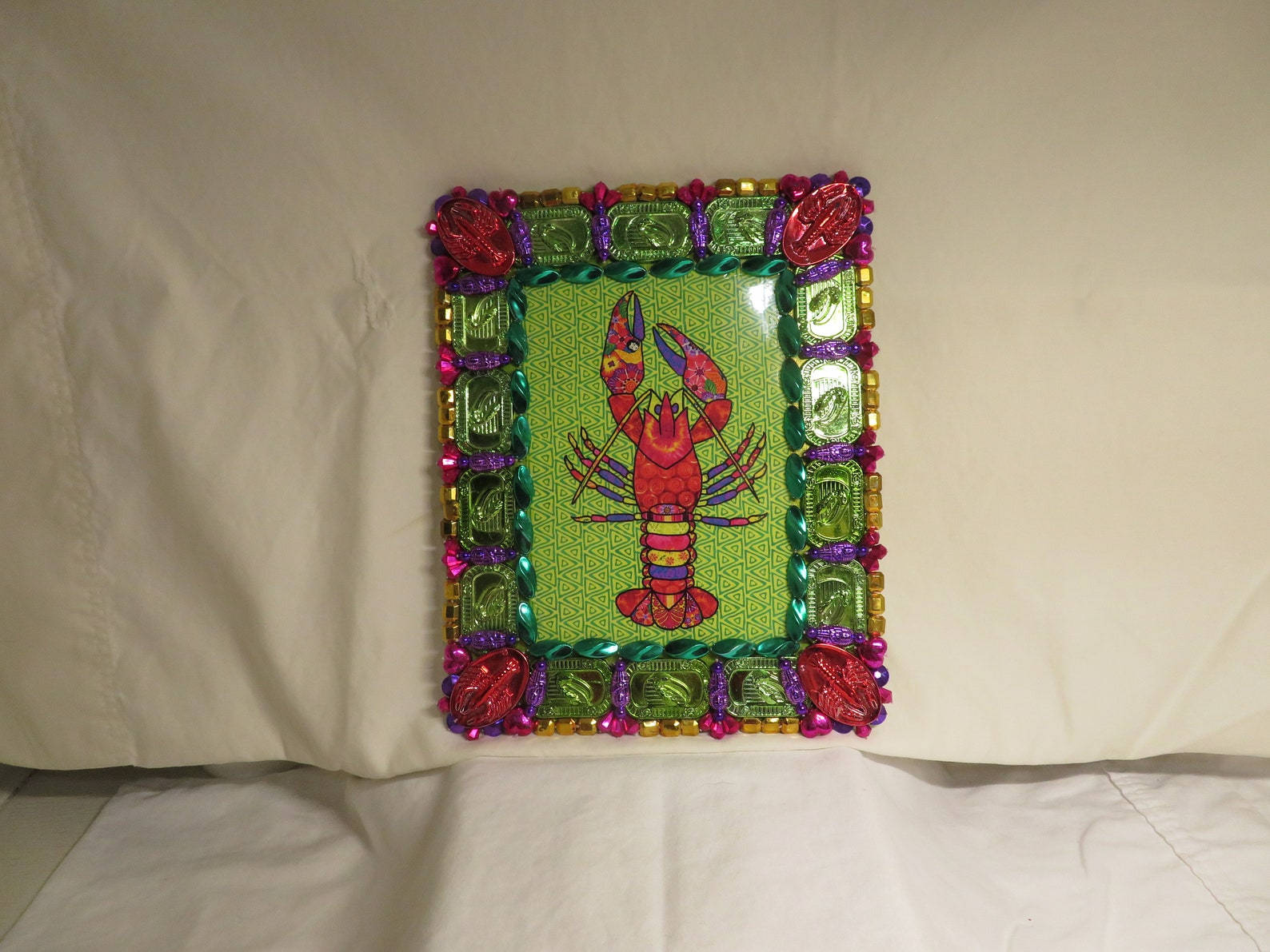 Crawfish With Mardi Gras Bead Frame - Etsy
