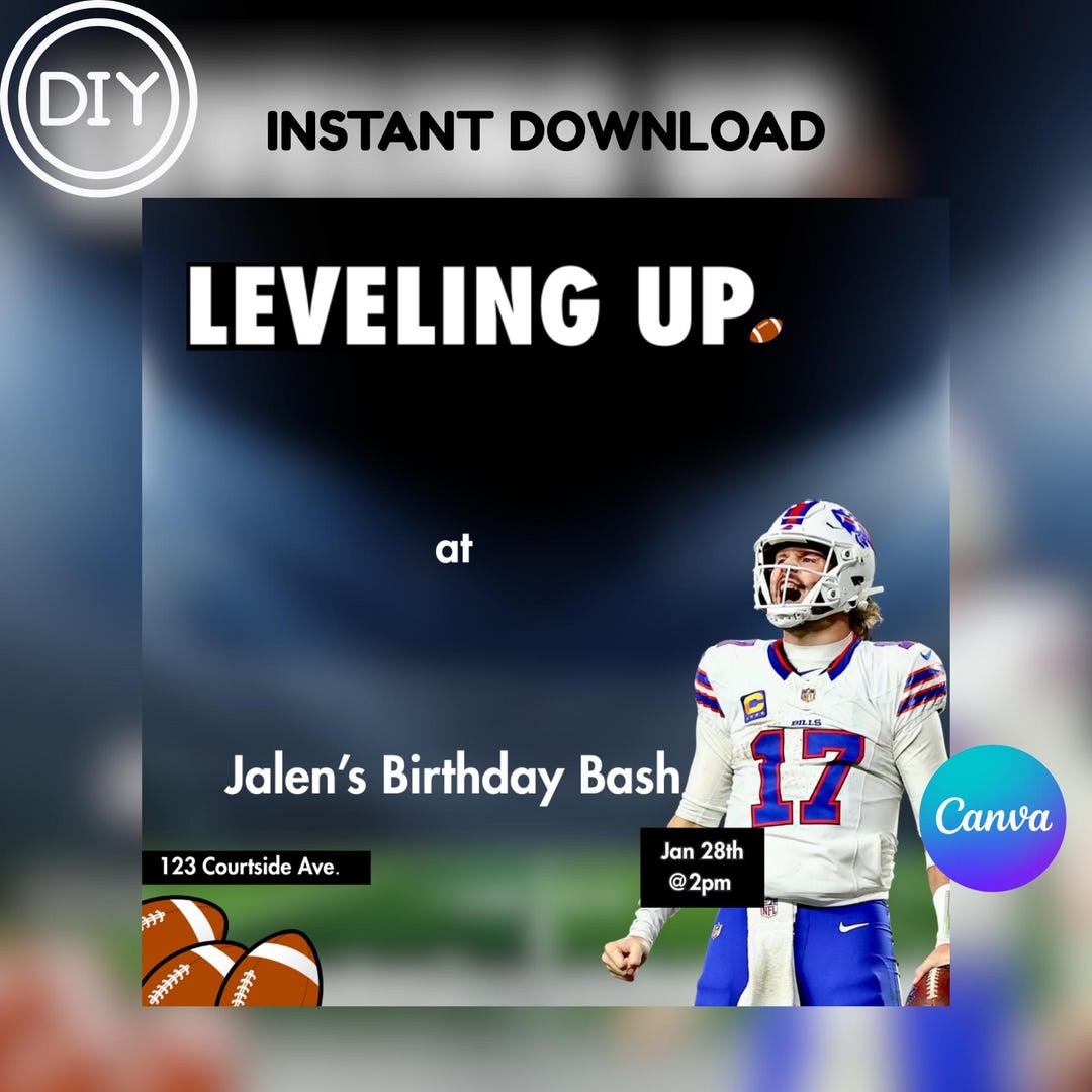 Josh Allen Birthday Party Invitation, DIY Flyer Template Design, Josh ...