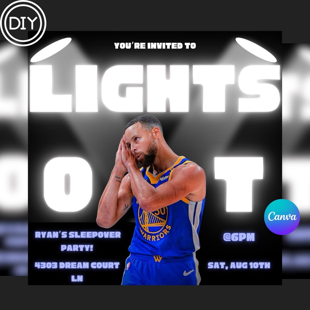 Stephen Curry Birthday Party Invitation, DIY Flyer Template Design ...