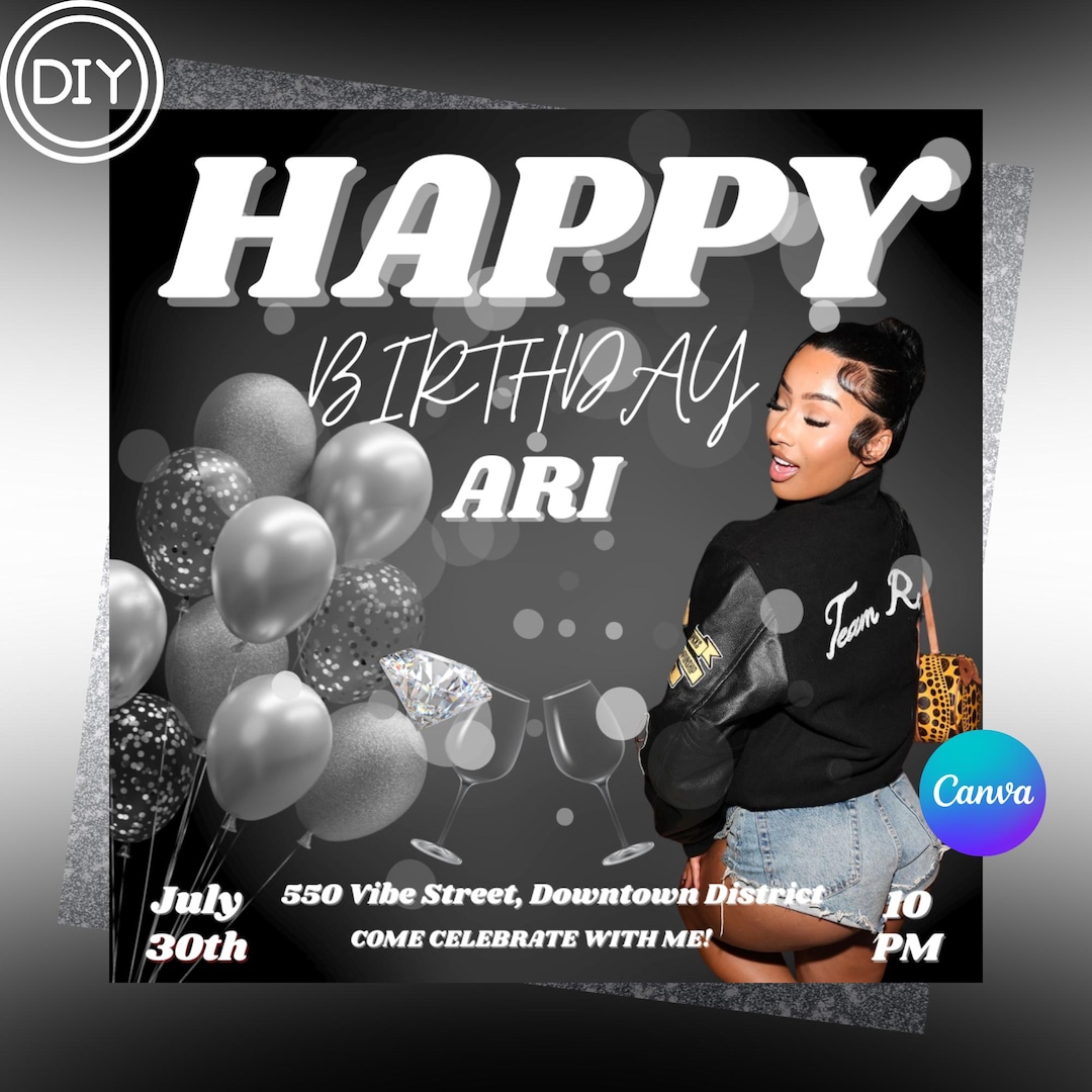 Birthday Party Flyer, Birthday Flyer, Girl Flyer, Party Flyer, Birthday ...
