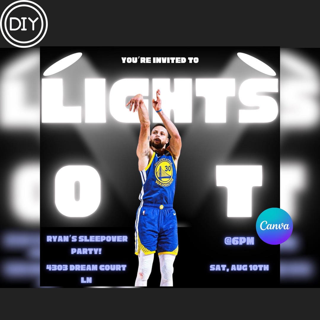 Stephen Curry Birthday Party Invitation, DIY Flyer Template Design ...