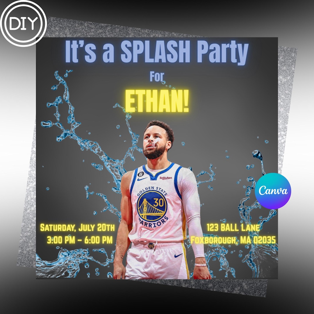 Stephen Curry Birthday Party Invitation, DIY Flyer Template Design, Boy ...