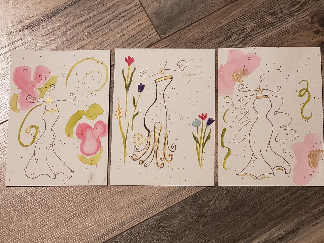 Set of 3 Fancy Lady Note Cards Perfect for Wedding or Shower, Original ...