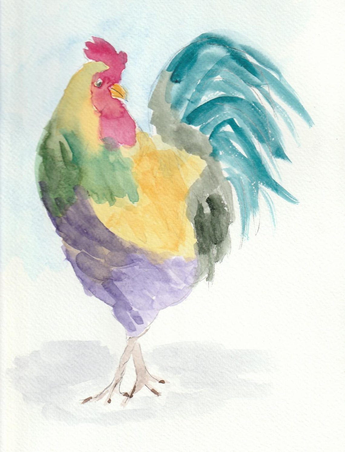 A Funky Colorful Rooster Especially for the Rooster Lovers. Size 9 X 12 ...