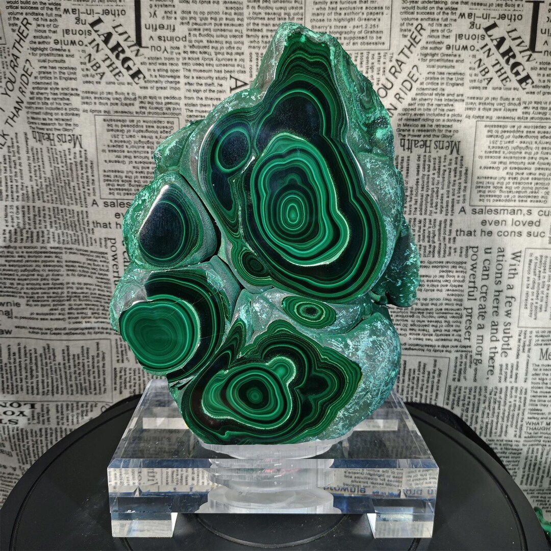 11.35kg Handmade Malachite Sculpture Mineral Specimen With Acrylic Base ...