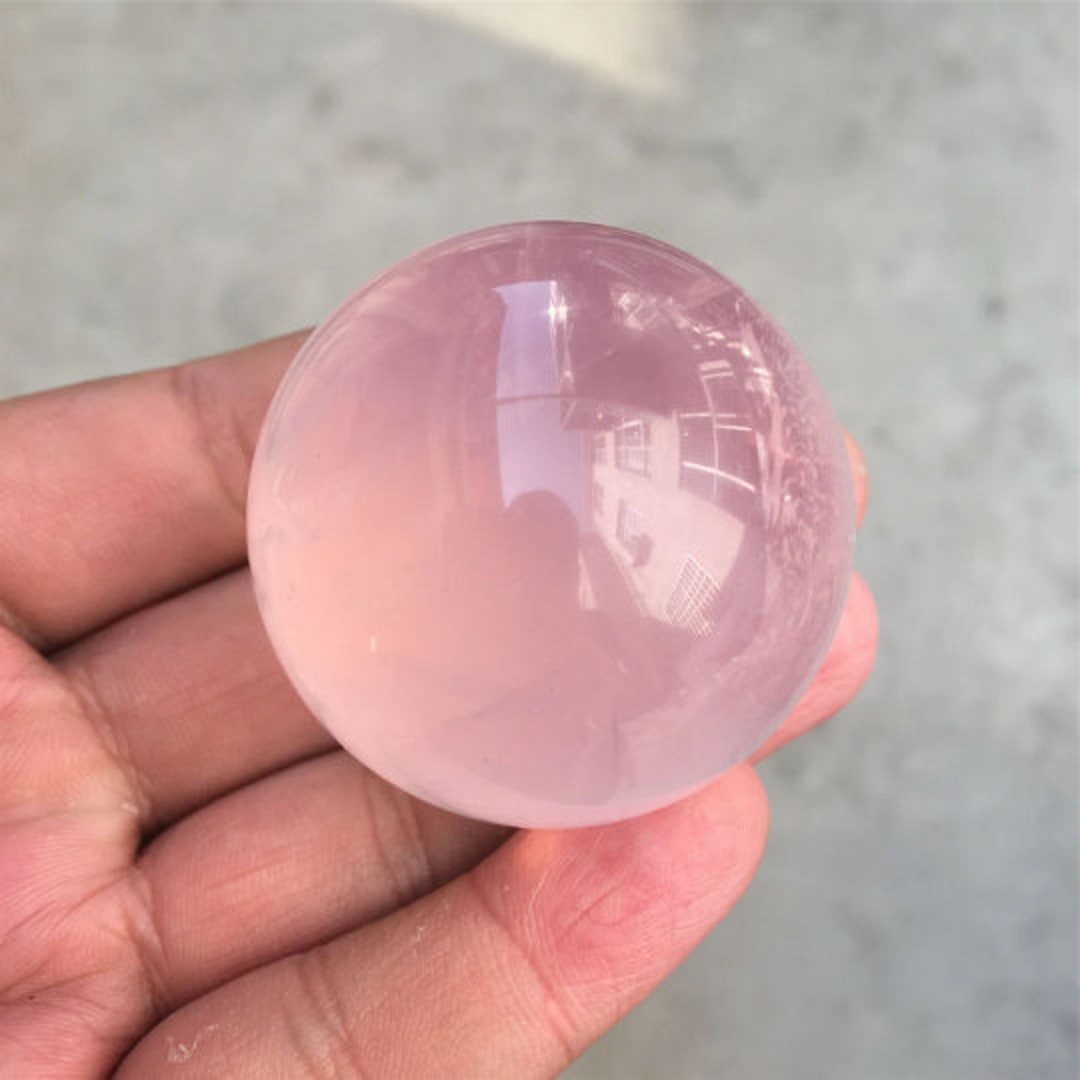 Jelly Pink Rose Crystal Ball Rose Stone Sphere Divination 40-50mm +free ...