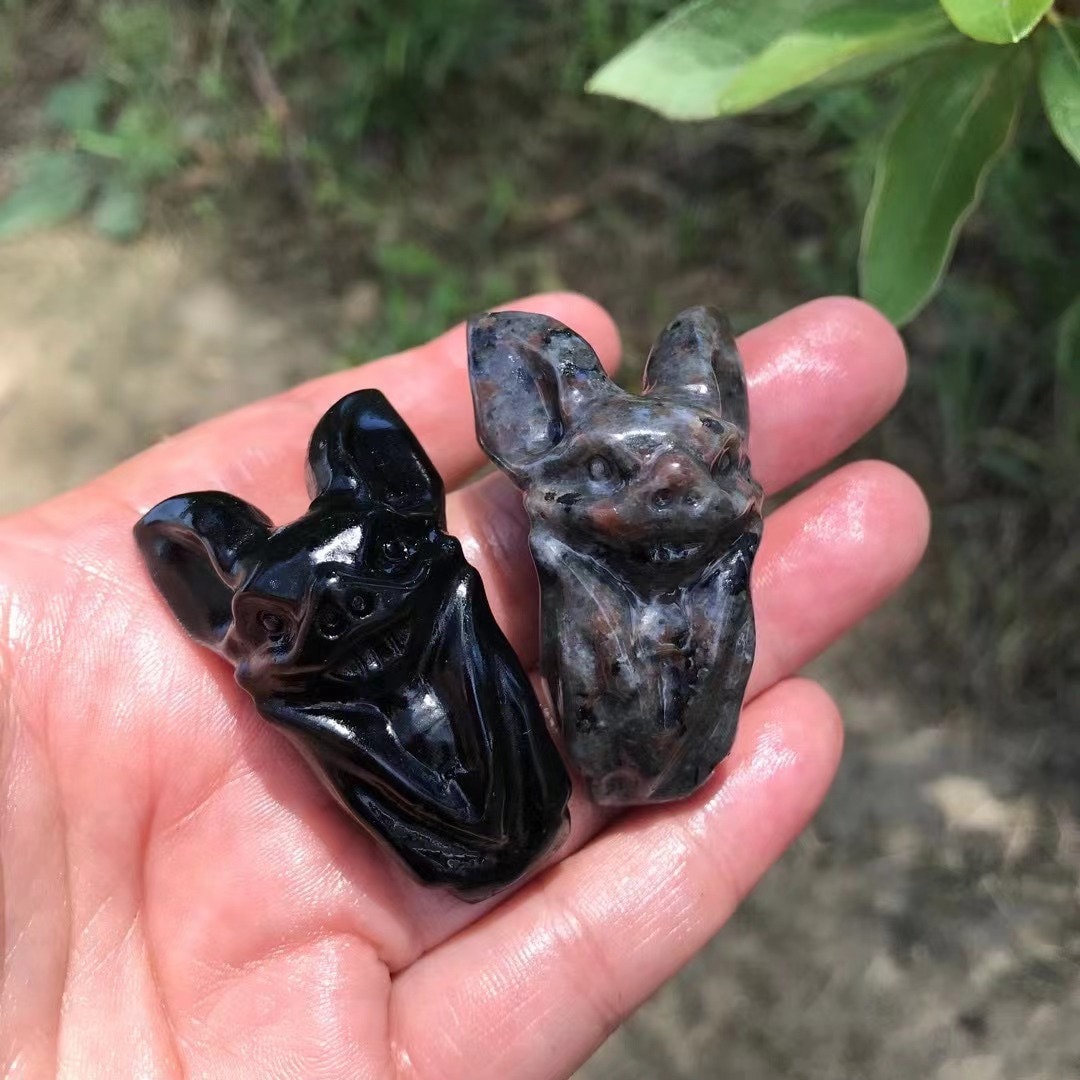 Flame-stone Bat Black Obsidian Bat - Black Obsidian Crystal Bat Carving ...