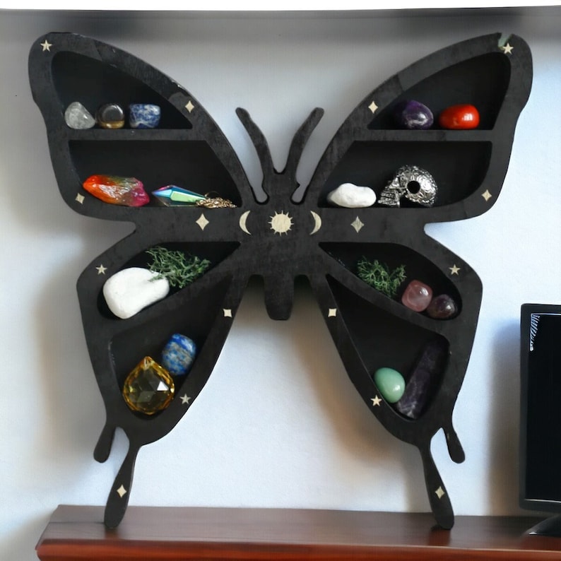 Butterfly Wall Shelf, Boho Style Shelf, Boho Living Room Decor, Wooden ...