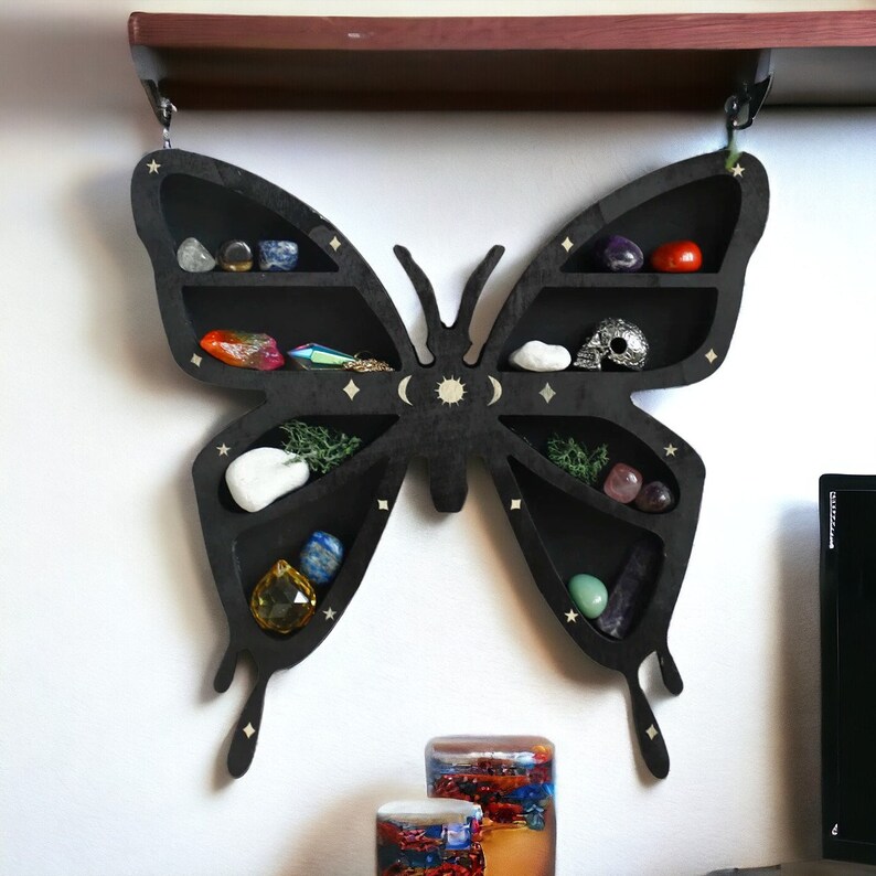 Butterfly Wall Shelf, Boho Style Shelf, Boho Living Room Decor, Wooden ...