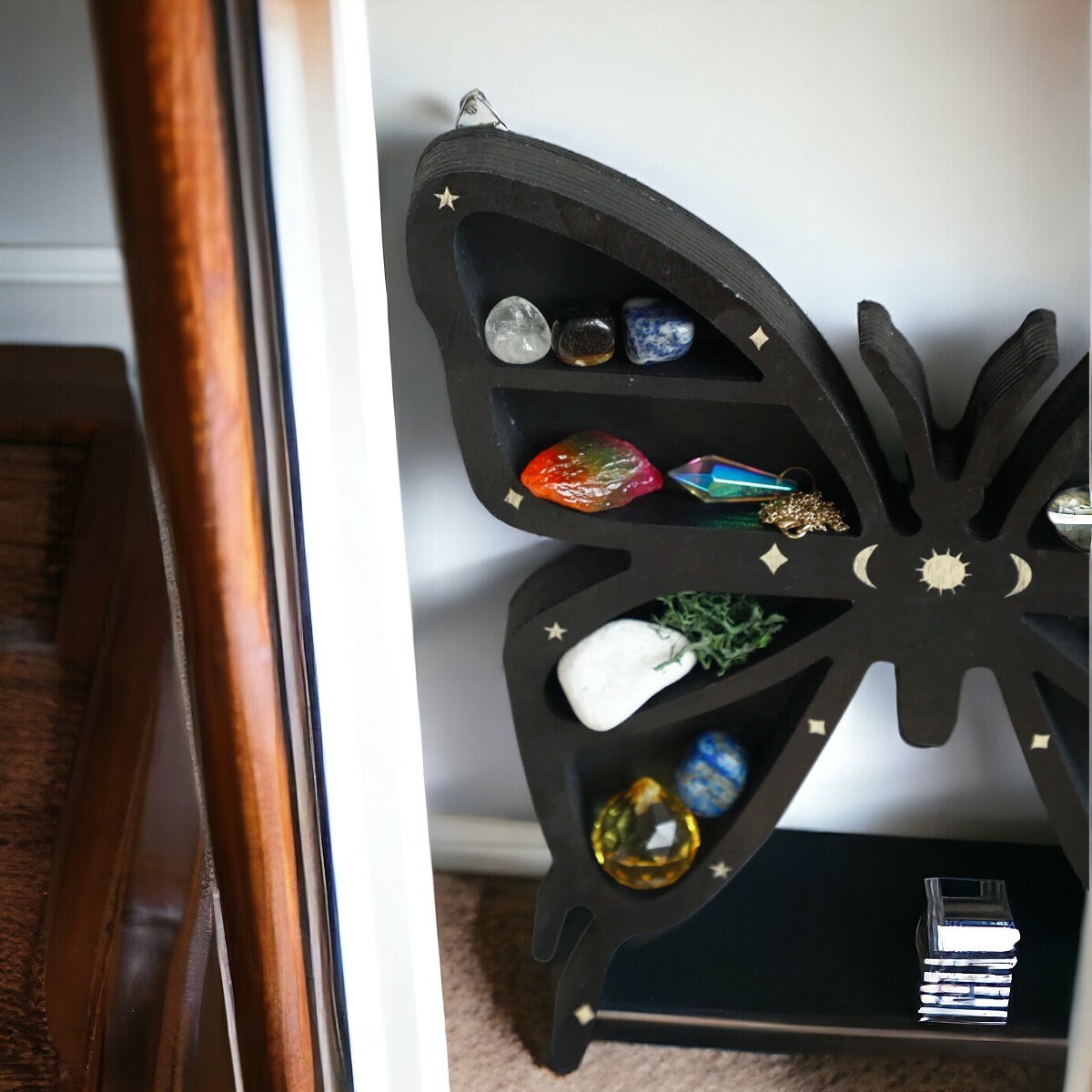 Butterfly Wall Shelf, Boho Style Shelf, Boho Living Room Decor, Wooden ...