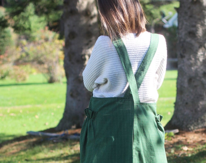 XS-5X No Ties Apron in Dark Green Homespun - Etsy