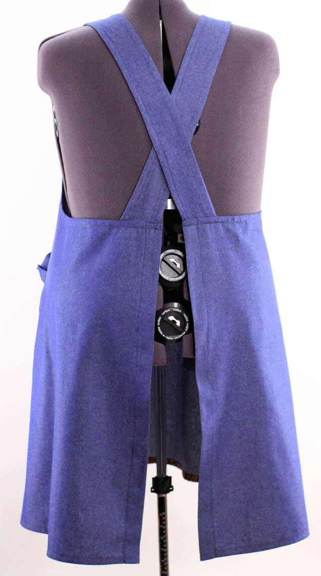 XS-5X No Ties Apron in Dark Blue Denim Kitchen Apron - Etsy