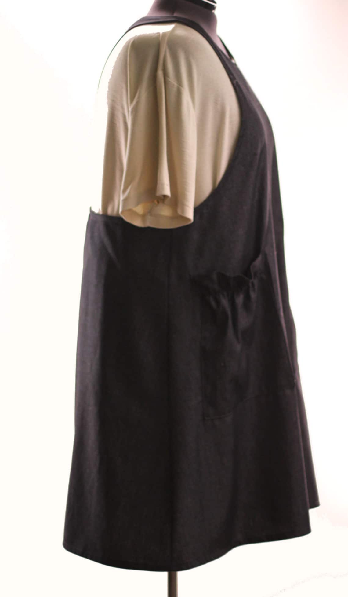 Plus Size, No Tie Apron in Soft Black Denim - Etsy