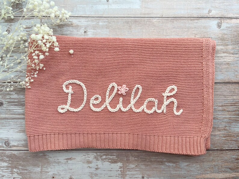Hand Embroidered Name Baby Blanket, Newborn Baby Gift, Soft Breathable ...