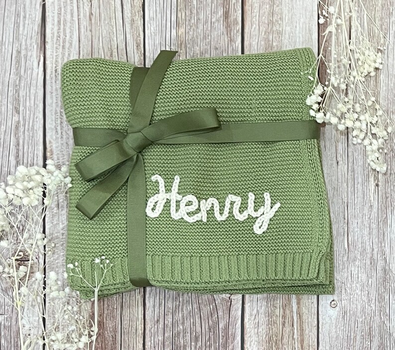 Hand Embroidered Name Baby Blanket, Newborn Baby Gift, Soft Breathable ...