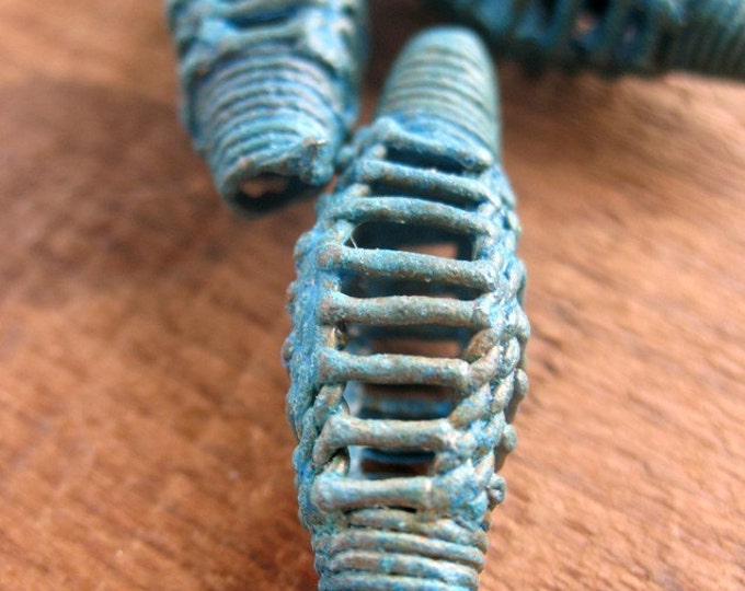 African Lost Wax Cast Bead in Blue Patina - Etsy