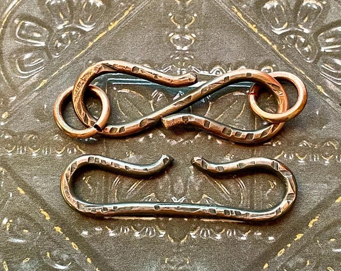 Hammered Antiqued Heavy Gauge Copper Clasp and Connector Set - Etsy